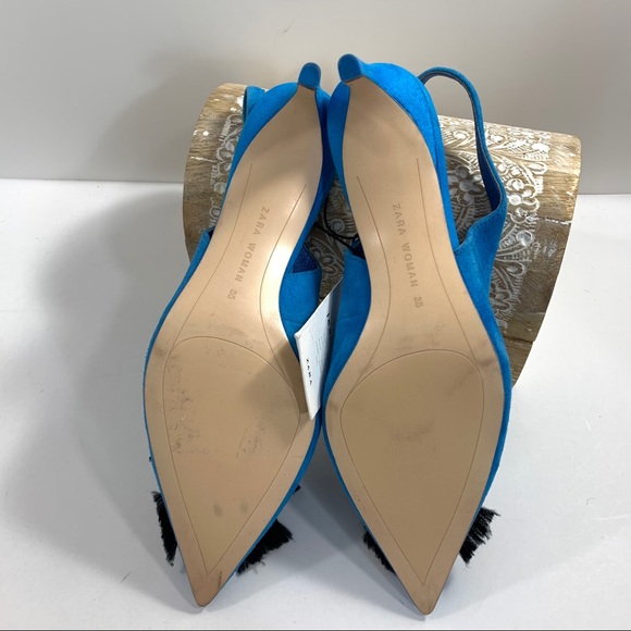 Zara | Shoes | Nwt Zara Slingback Turquoise Leather Pointy Toe 35 ...